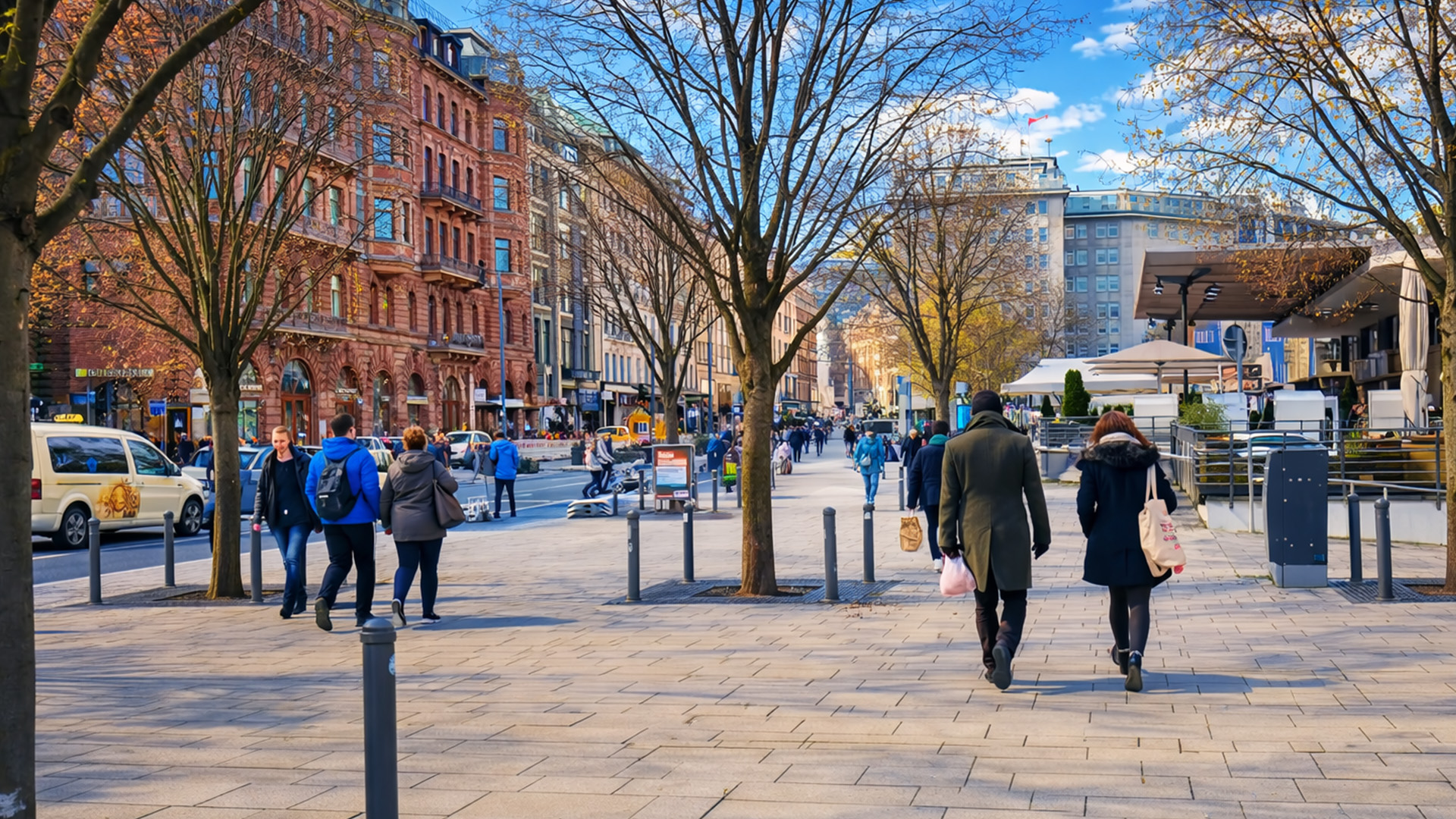 Winterse wandeling door de straten van Hamburg