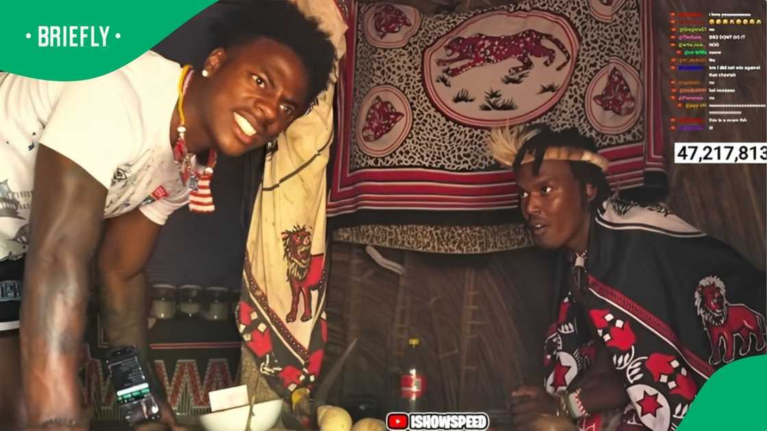 Tebogo Thobejane celebrates as son Botlhale hosts IShowSpeed during SA ...