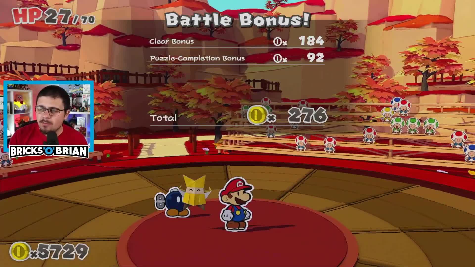 Blue streamer beginnings! - Paper Mario Origami King with Bricks 'O' Brian