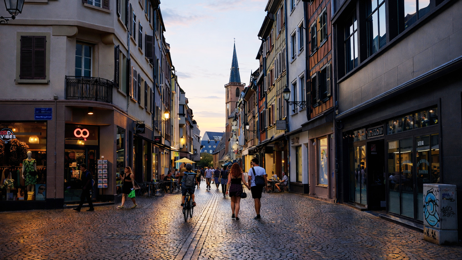 Daily scenes in historic Strasbourg