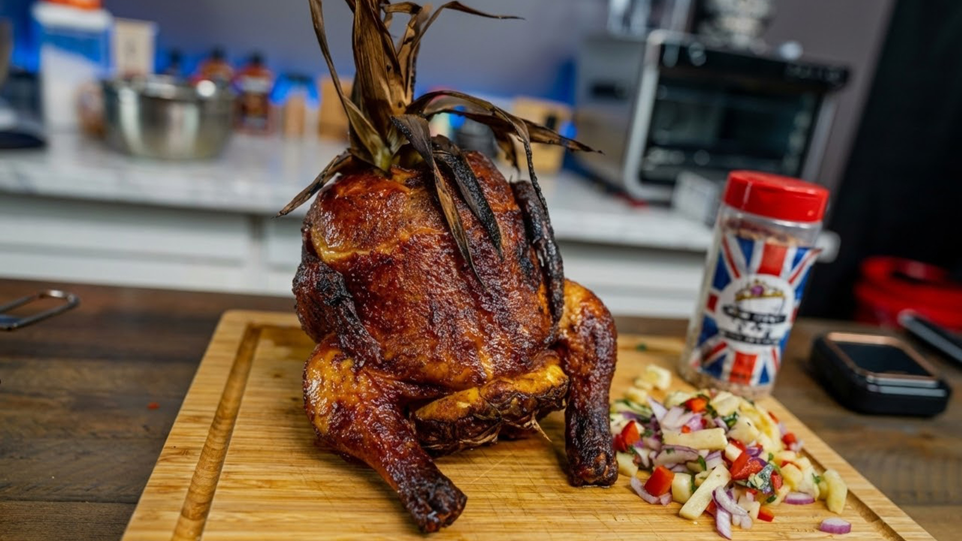 Smoked huli huli style throned chicken