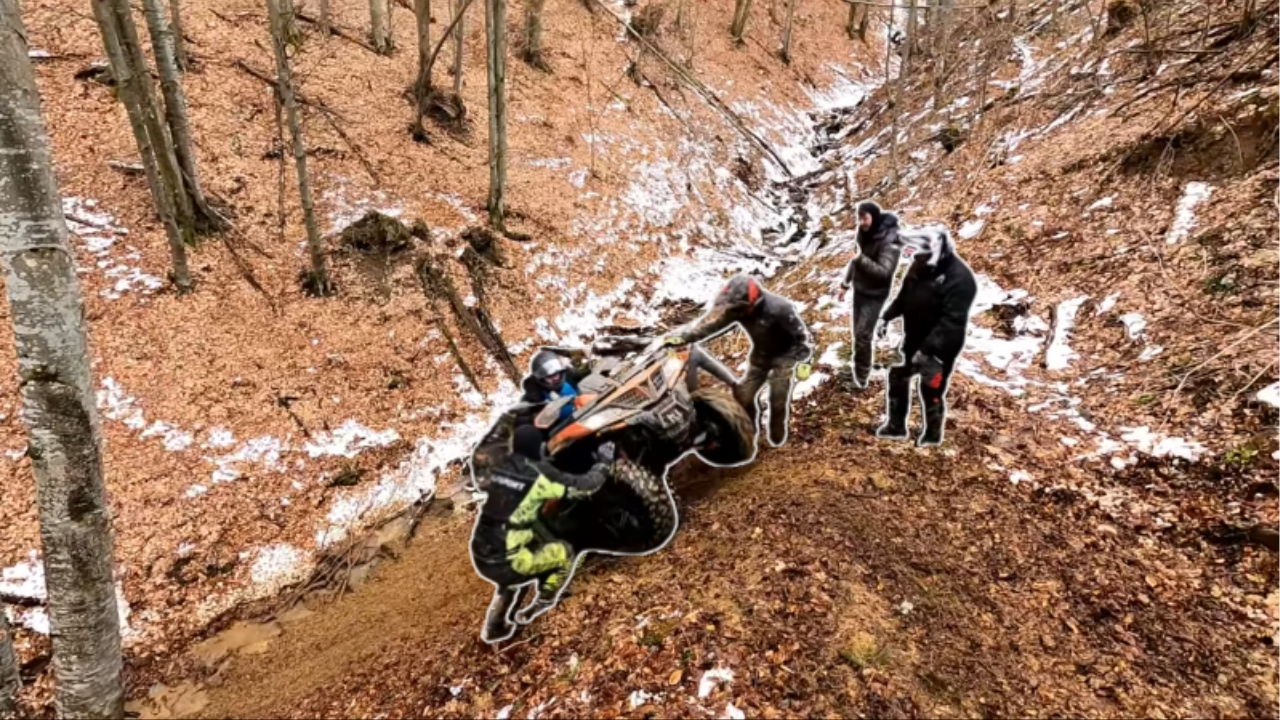 Thrilling ATV off-road adventure through snowy trails