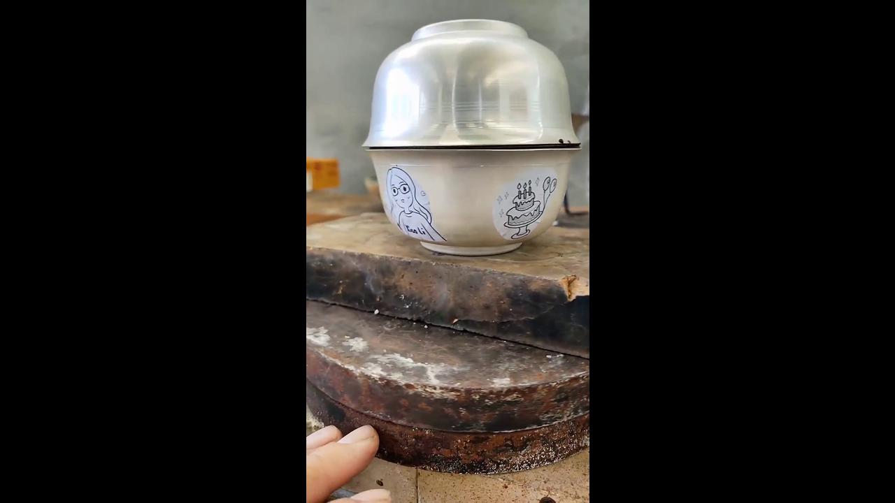 Making an exquisite silver metal bowl with unique engraved lettering on ...