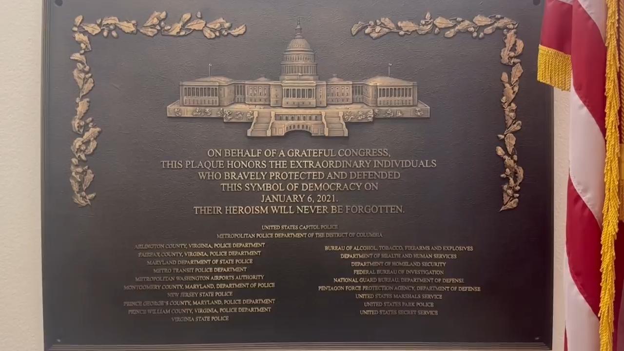 Nearly 100 lawmakers display Jan. 6 plaque replicas in Congress