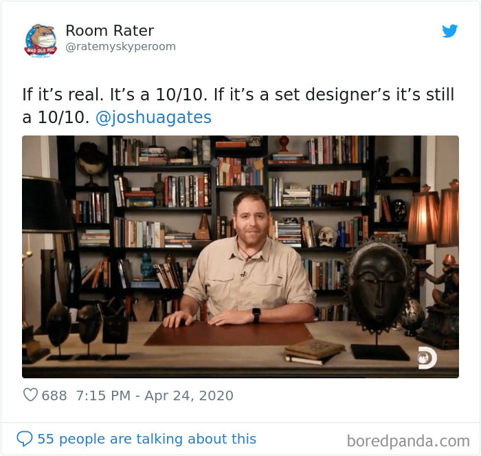 This account rates the rooms of famous people on video calls and here ...