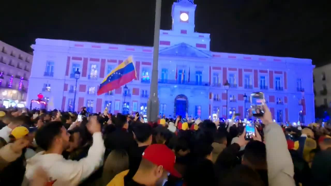 Venezuelan expatriates celebrate in Madrid, Spain