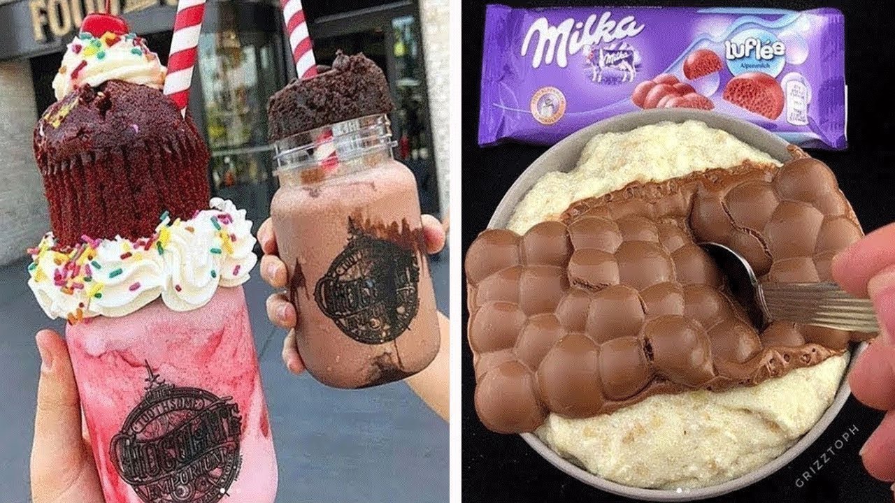 Melted Milka layers meet creamy dessert base