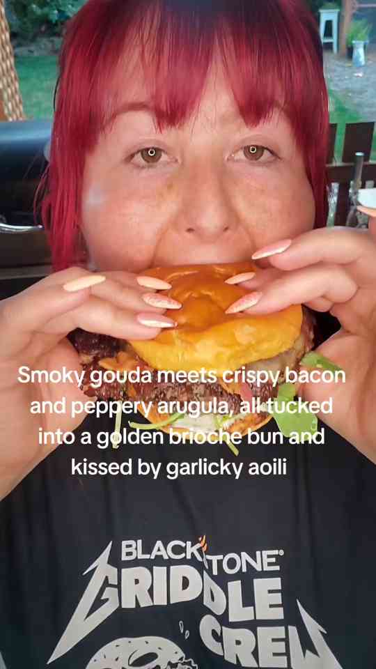 Brioche burger with smoky gouda, bacon, and garlic aioli