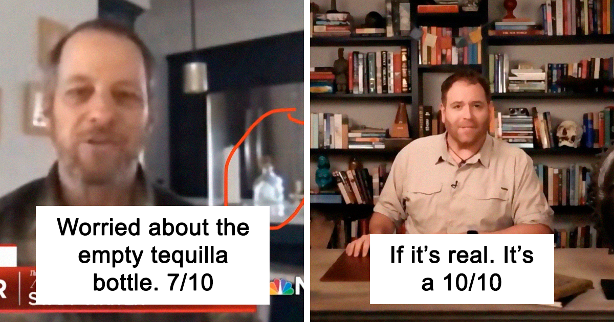 This account rates the rooms of famous people on video calls and here ...