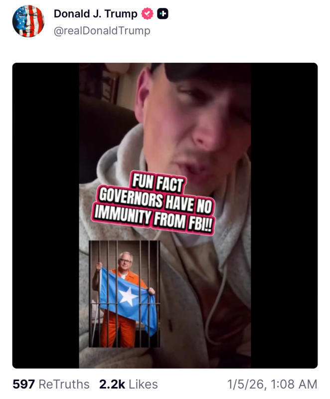 Trump shared AI image of Governor Tim Walz in prison