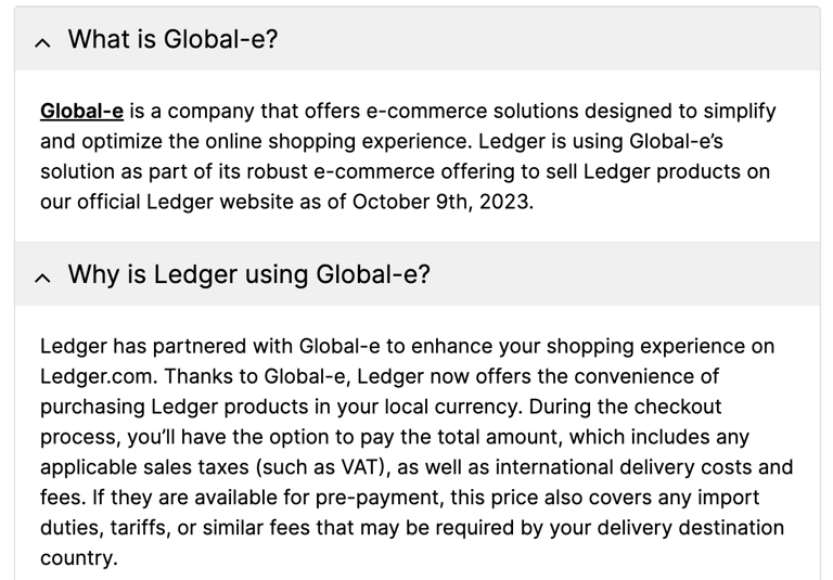 Ledger says Global-e incident did not compromise crypto wallets