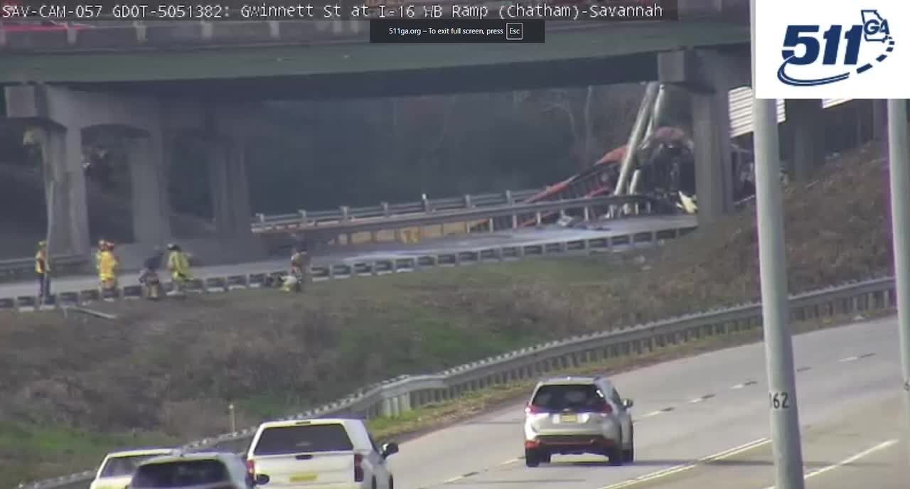 Crash closes multiple lanes on I-16 at Exit 166