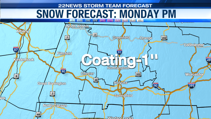 Light snow possible in western Massachusetts on Monday