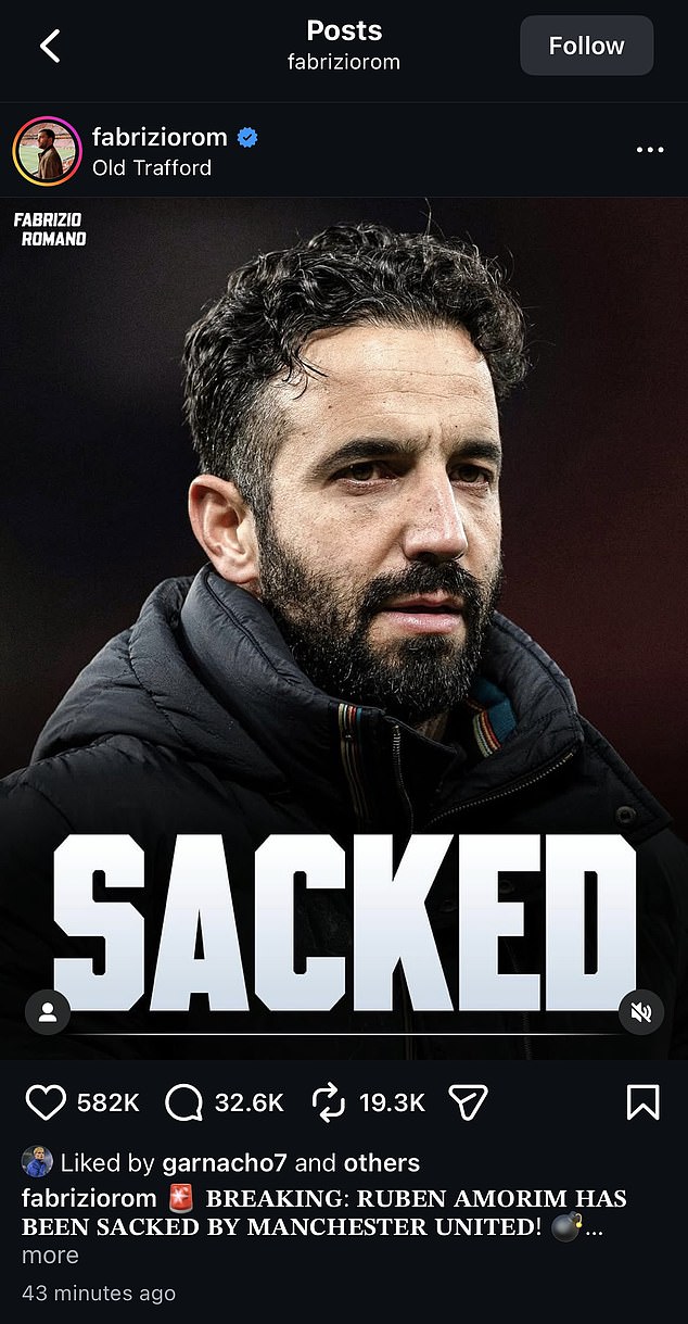 Alejandro Garnacho celebrates Ruben Amorim's Man United sacking after ...