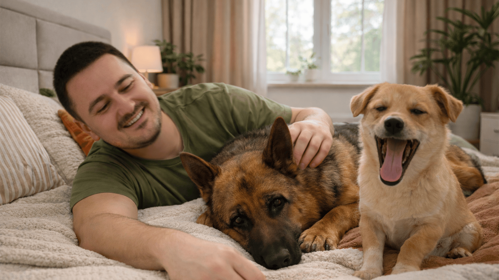 German shepherd loses spotlight to one tiny puppy