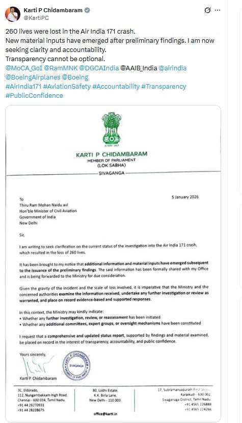 Congress MP claims to have new info on Air India crash, seeks update ...