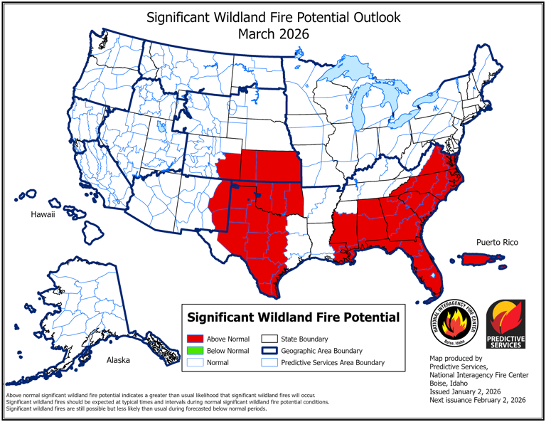 Significant wildfire potential across Oklahoma, South: See 2026 outlook