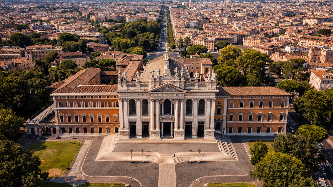Basilica di San Giovanni in Laterano from above, Rome