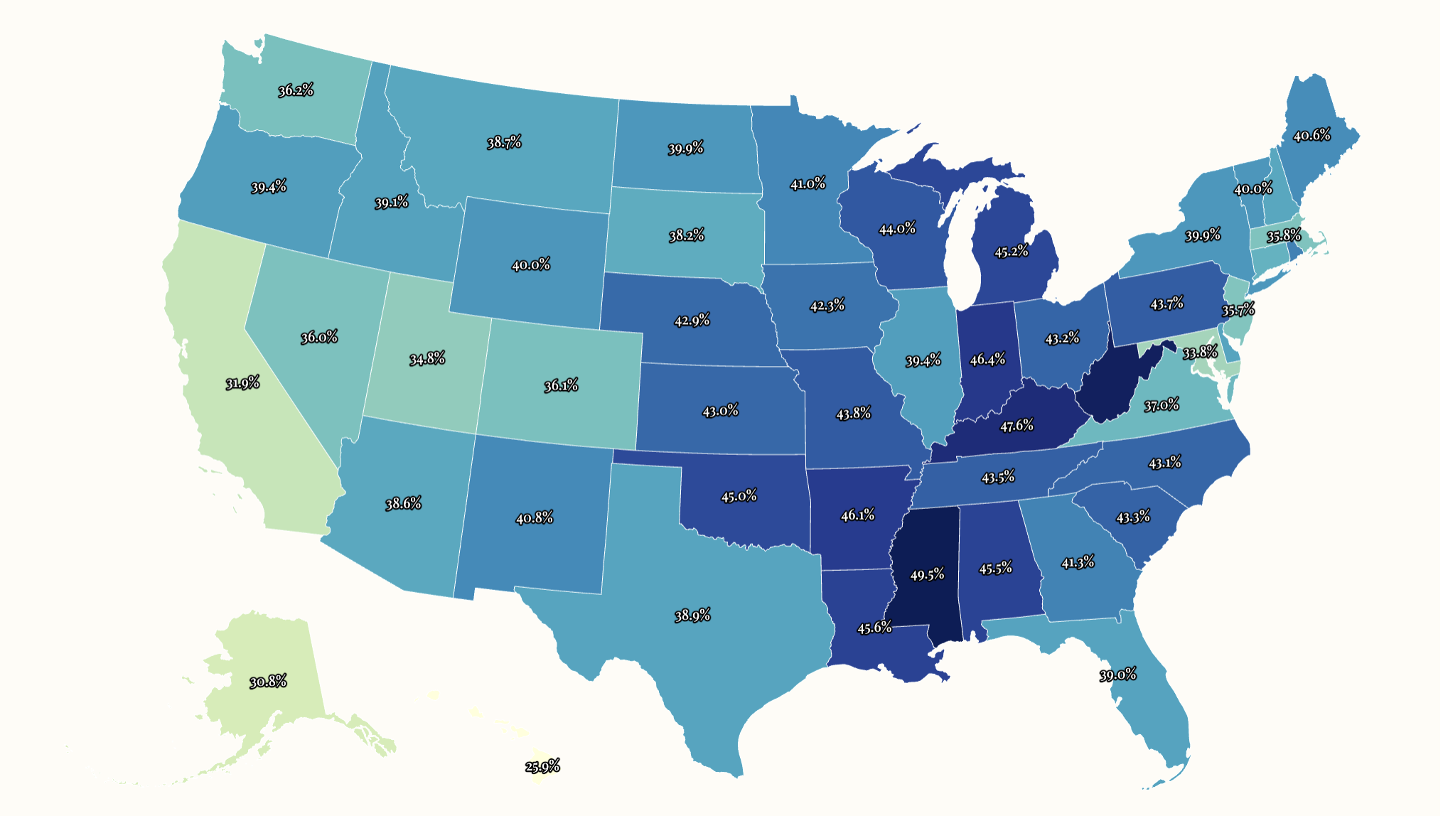 Map shows states that depend most on Social Security checks