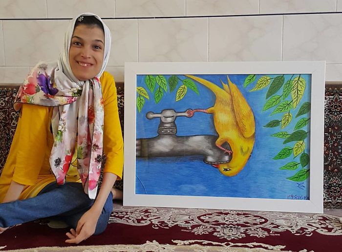 This artist defies disability by drawing with her foot, here are 30 of ...
