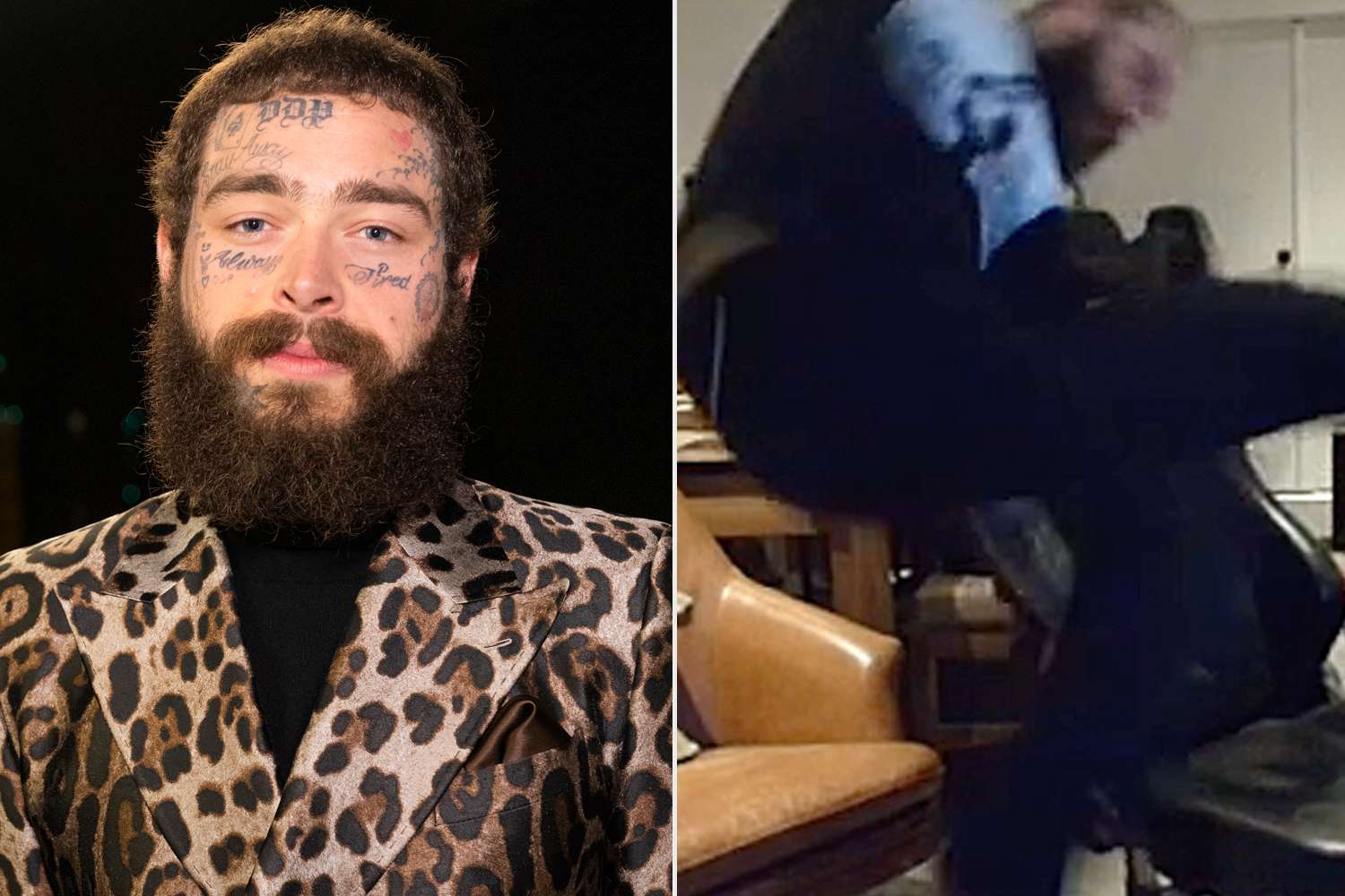 Post Malone falls after attempting to backflip off a swivel chair on ...