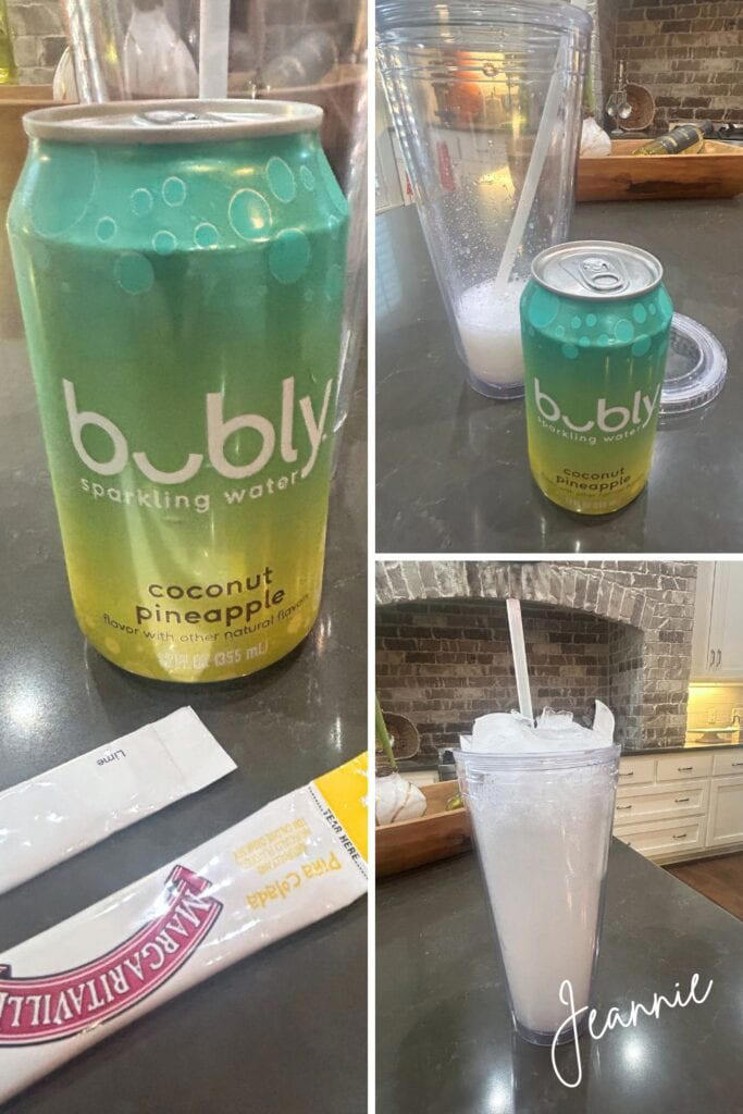 Coconut pineapple lime fizz: Sparkling water