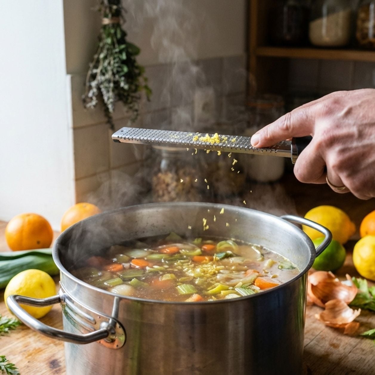 Bouillon maison : si vous oubliez cet agrume à la fin de la cuisson ...
