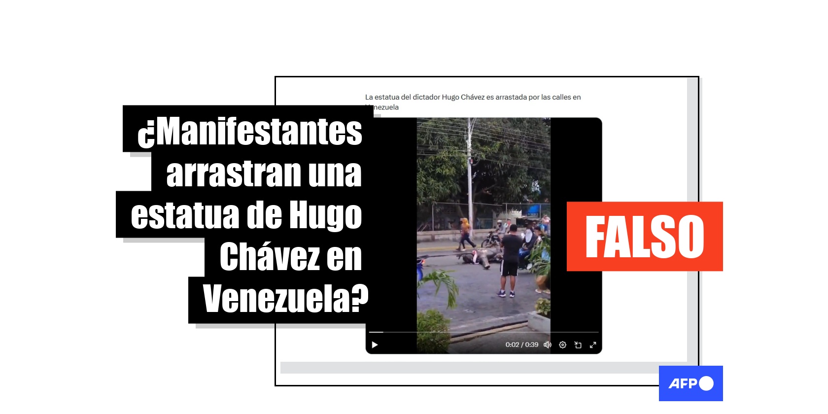 La estatua arrastrada en una protesta en Venezuela no es de Hugo Chávez ...