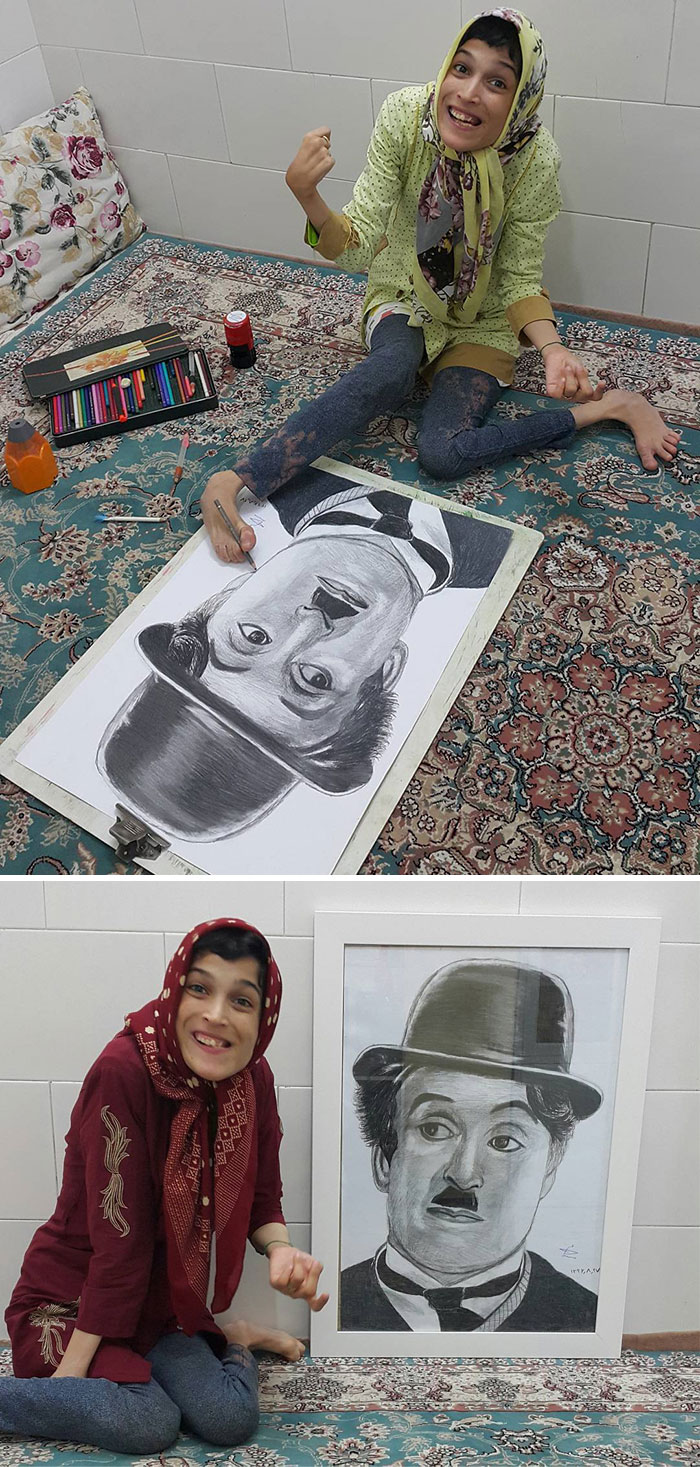 This artist defies disability by drawing with her foot, here are 30 of ...