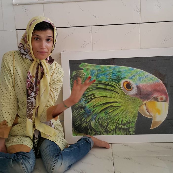 This artist defies disability by drawing with her foot, here are 30 of ...