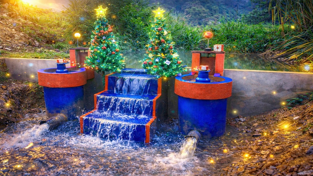 This mini hydropower lights up two Christmas trees
