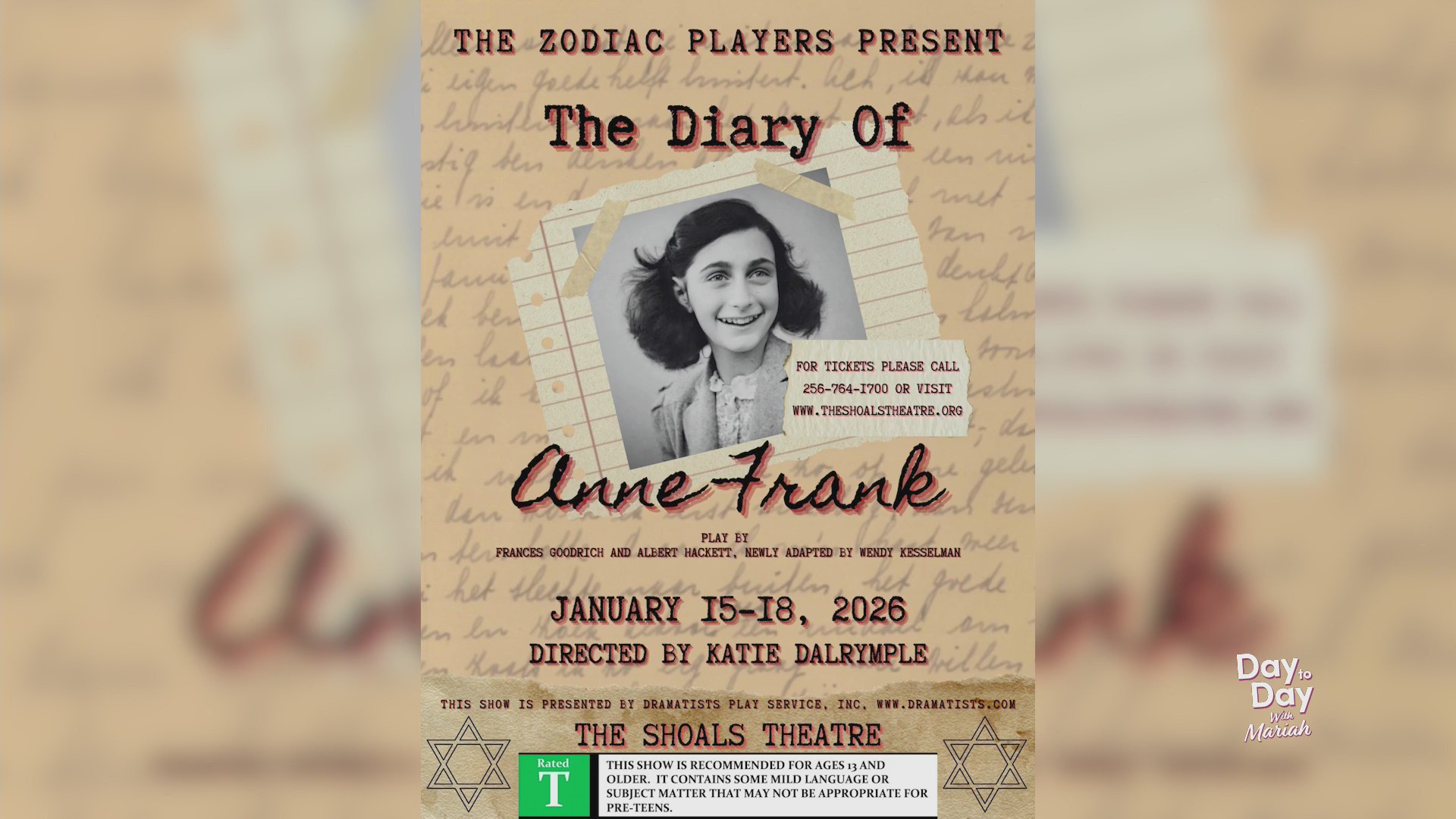 Zodiac Players present: 'The Diary of Anne Frank' | January 5, 2025 ...