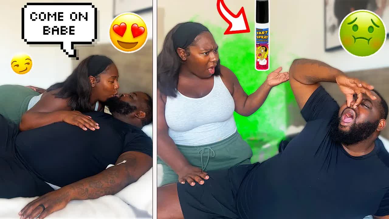 Leading my husband on then spraying fart spray to see how he reacts *so ...