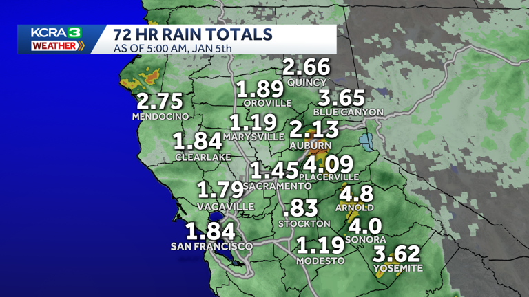 Northern California winter storm: These are the rain and snow totals