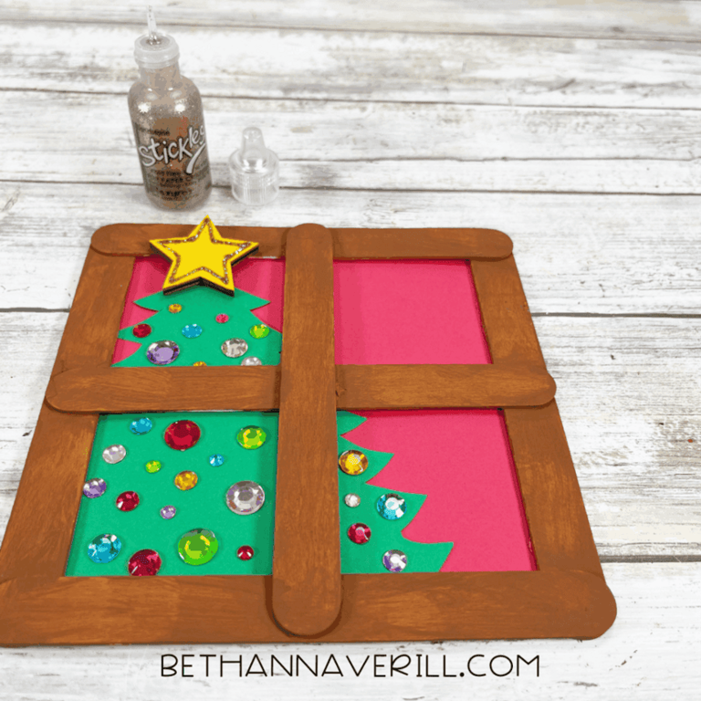 Christmas window popsicle stick craft