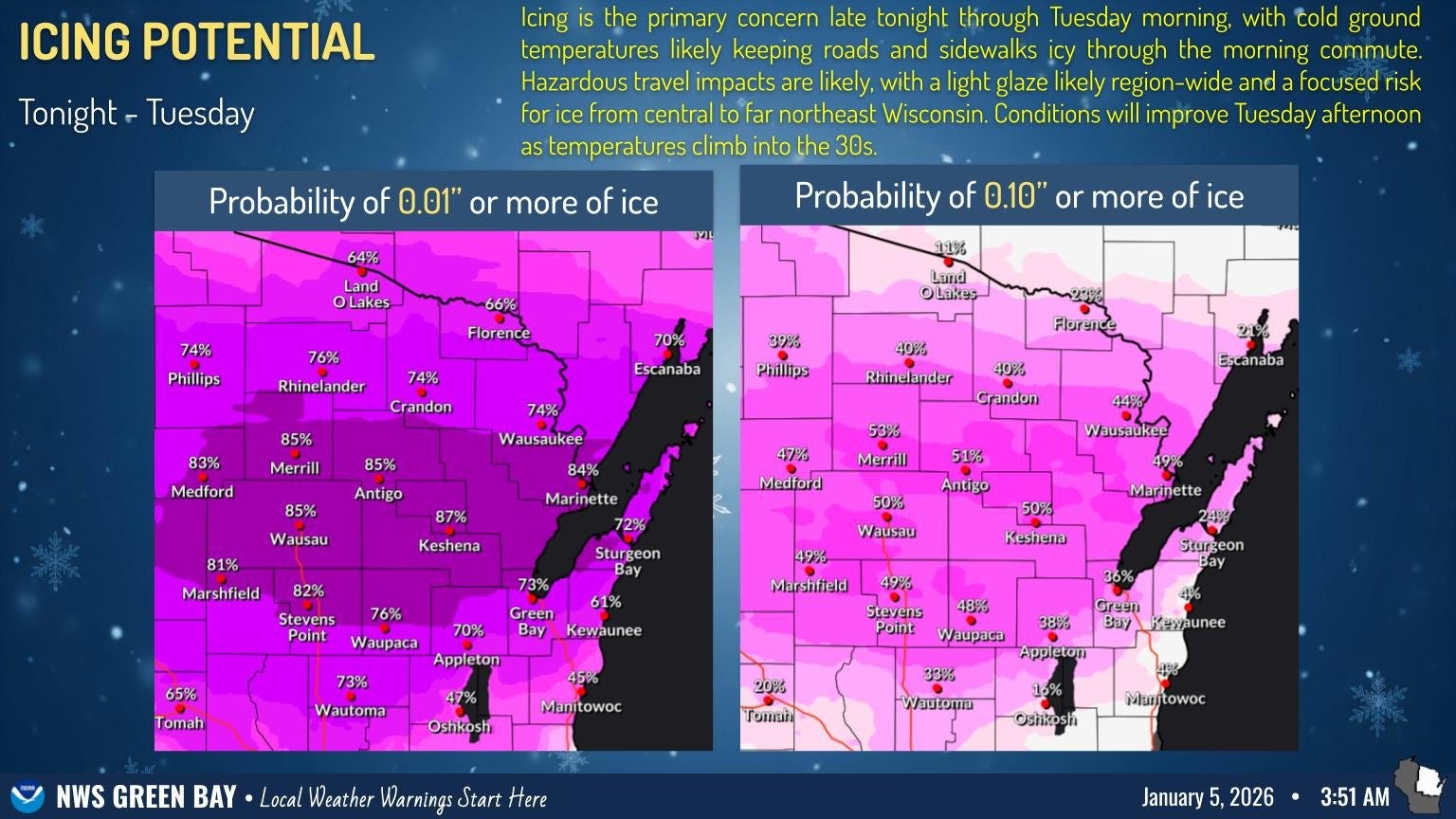 Freezing rain could lead to 'significant icing' on roads in Appleton