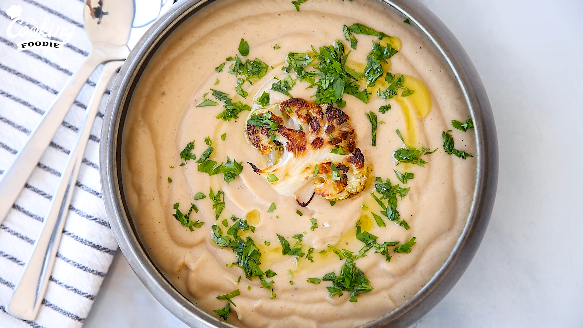 This roasted cauliflower soup is a cold weather essential