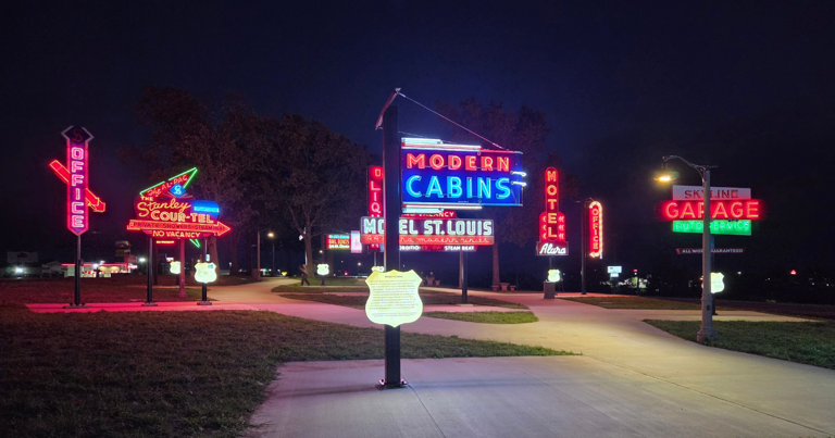 Dozens of iconic neon signs are glowing again at Missouri's new Route ...