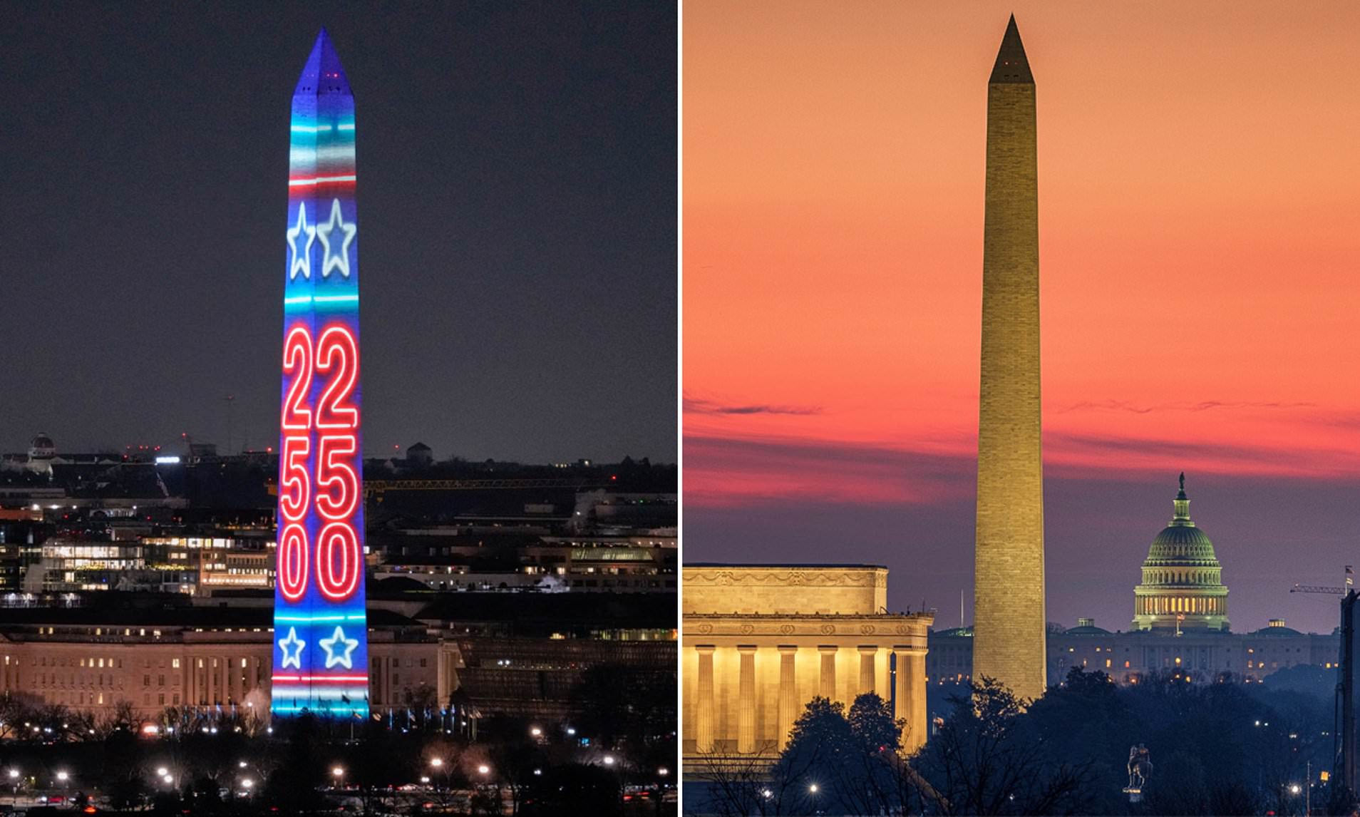 Outrage over 'tacky strip mall makeover' of the Washington Monument for ...