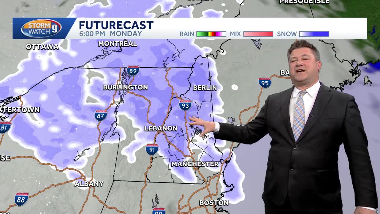 Video: Light snow moves through Monday