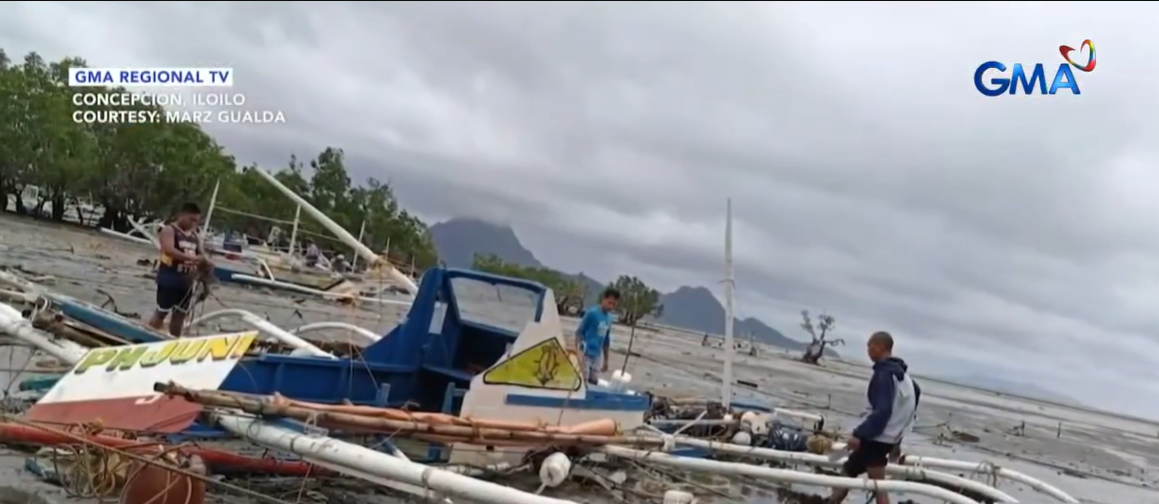 Storm surge damages over 200 boats in Concepcion, Iloilo