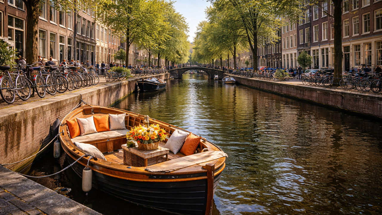 Walking Amsterdam canals on a perfect summer day
