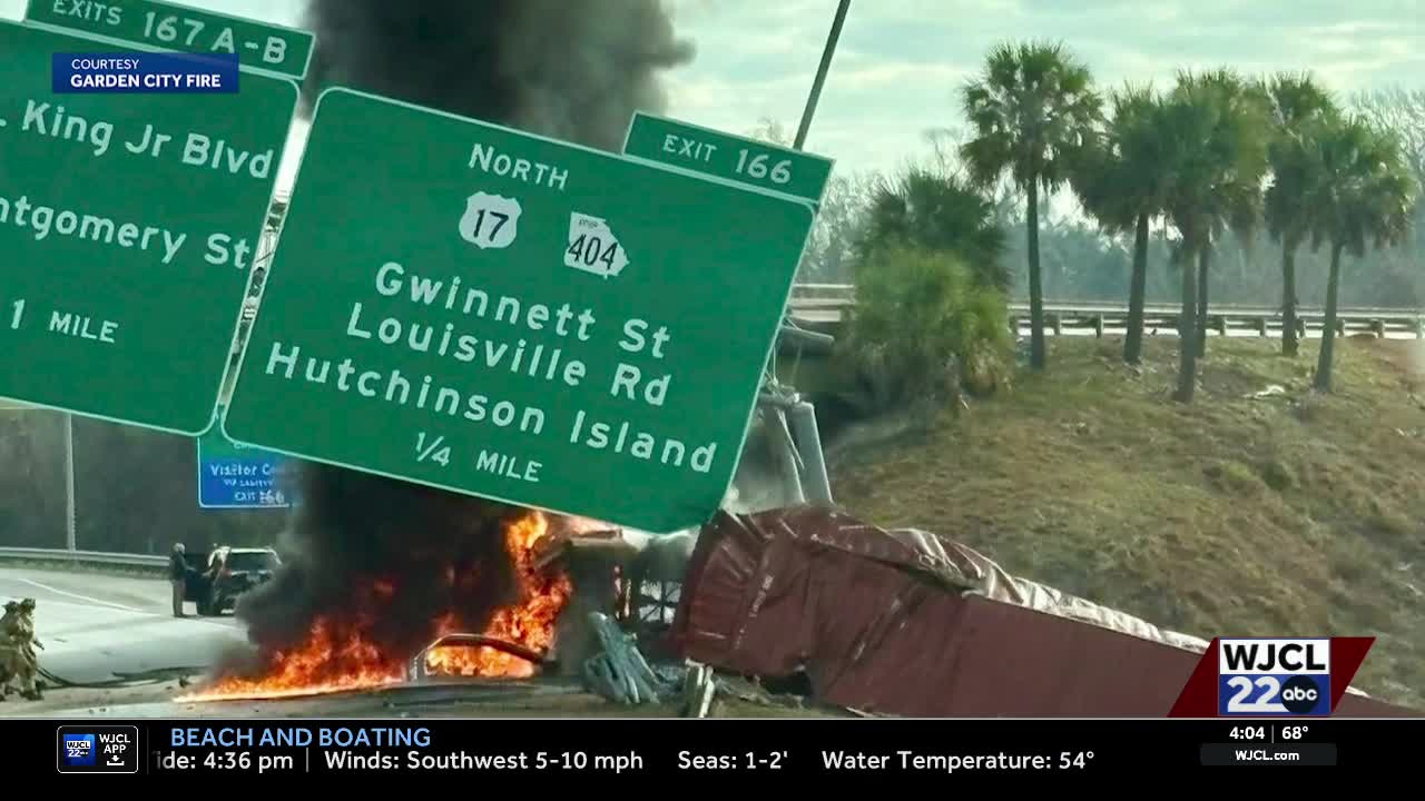 I-16 lanes shut down for hours following tractor-trailer crash