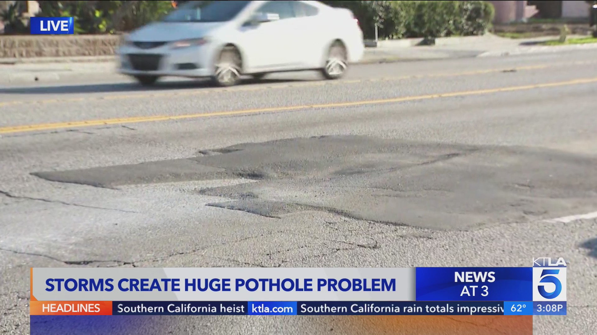 Post-storm potholes shredding tires, damaging cars in Los Angeles