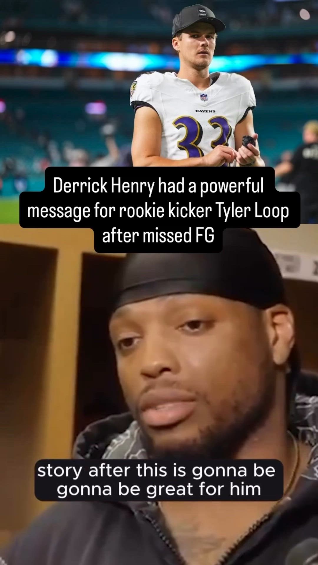 Derrick Henry shows pure class after Tyler Loop’s miss 👏
