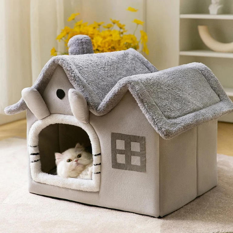 Cats love this enclosed cat house for quiet, all-day naps