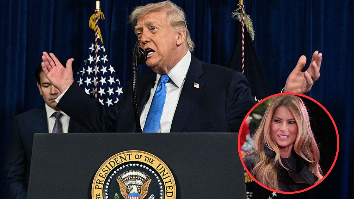 Hahaha... that fake smile: Melania loses control when Trump opens his ...