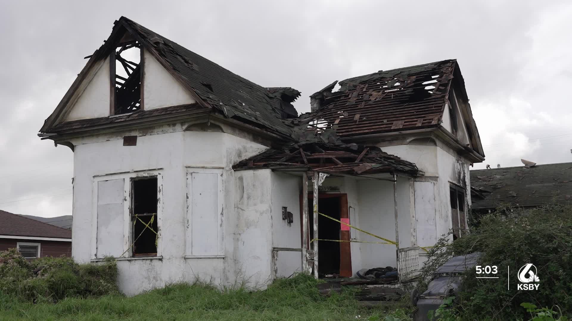 Firefighters fight flames at boarded-up Lompoc house