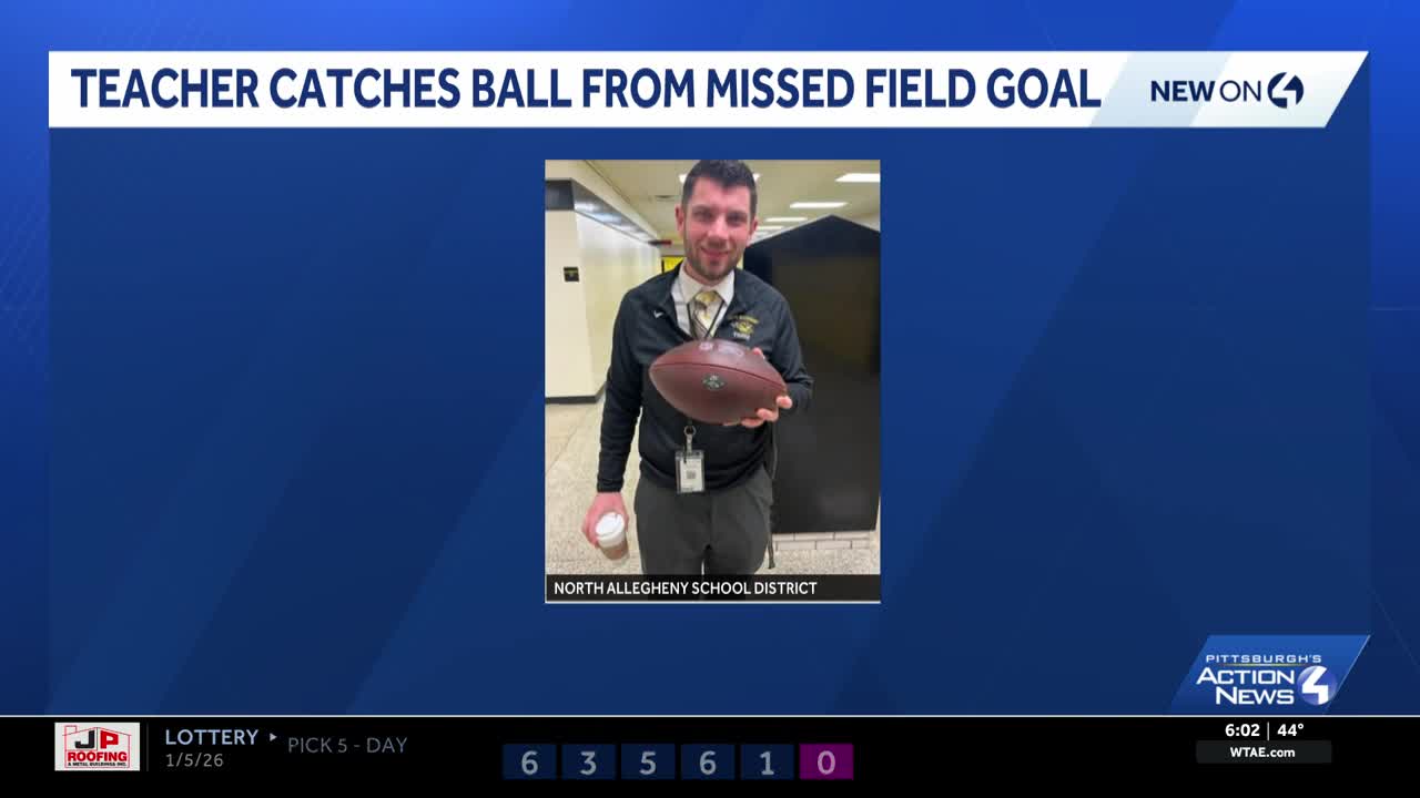 Local teacher catches ball from missed field goal during Steelers ...