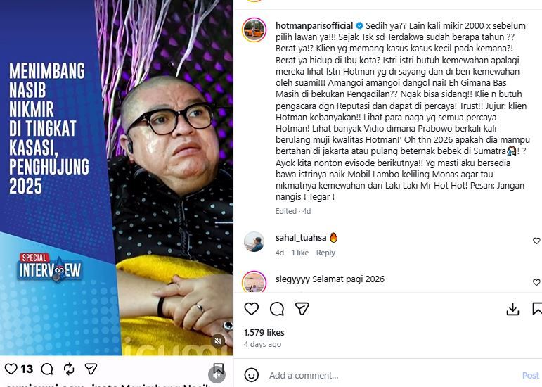 Hotman Paris sindir Razman Nasution yang demen komentari kasus Nikita ...